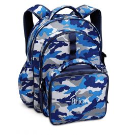 Blue Camo Backpack with Attached Lunch Bag | Lillian Vernon
