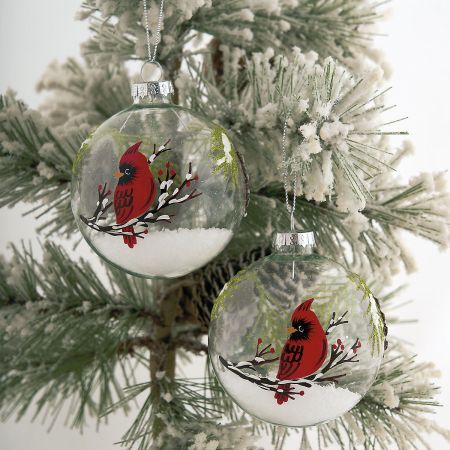 Cardinal Ball Glass Ornaments Lillian Vernon