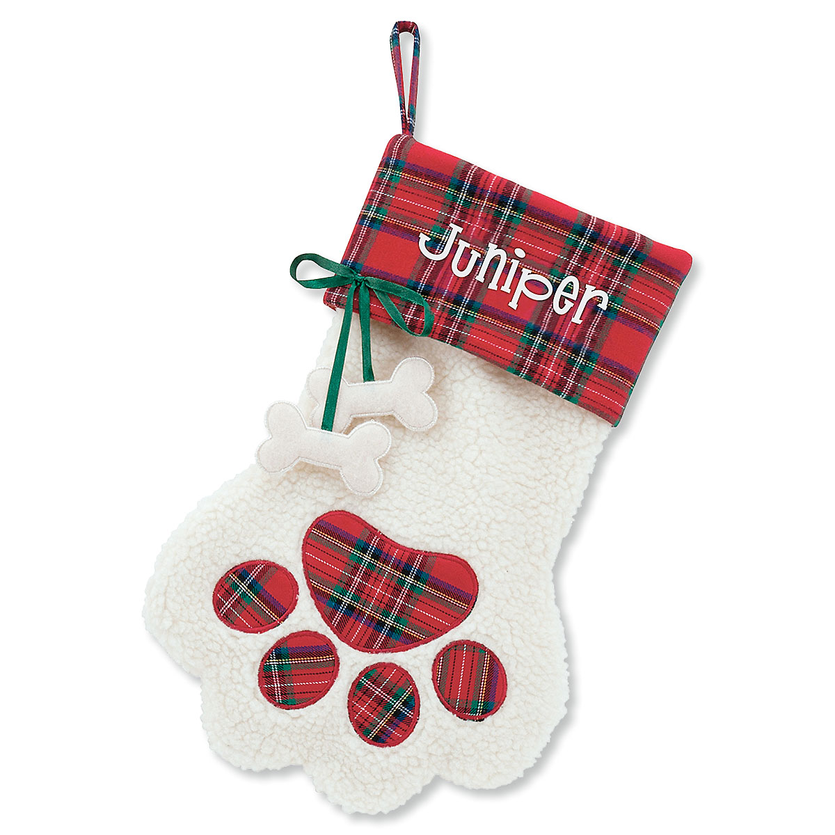 Dog Paw Personalized Stocking | Lillian Vernon