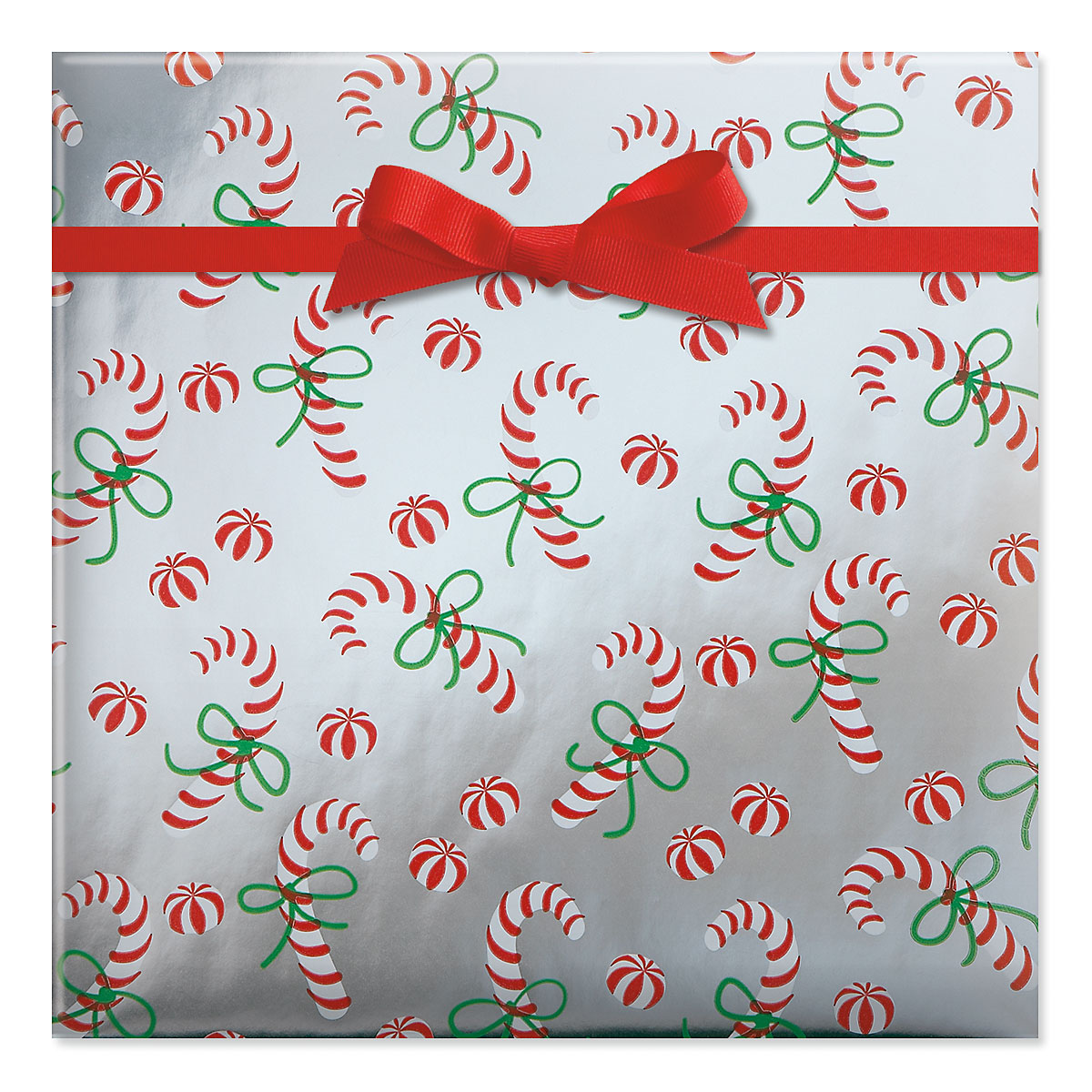 Candy Canes Foil Rolled Gift Wrap | Lillian Vernon