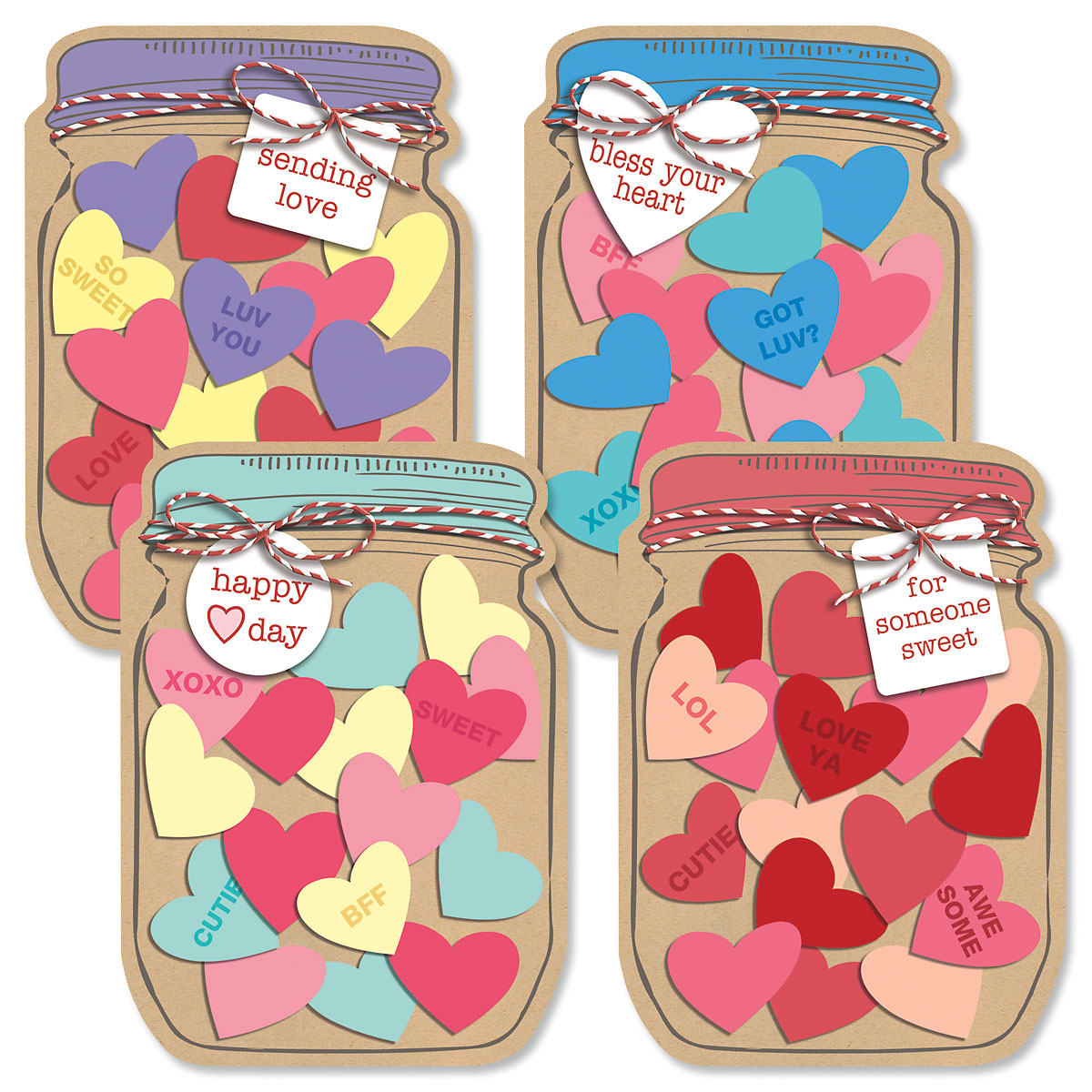Diecut Jar of Hearts Valentines Day Cards | Lillian Vernon