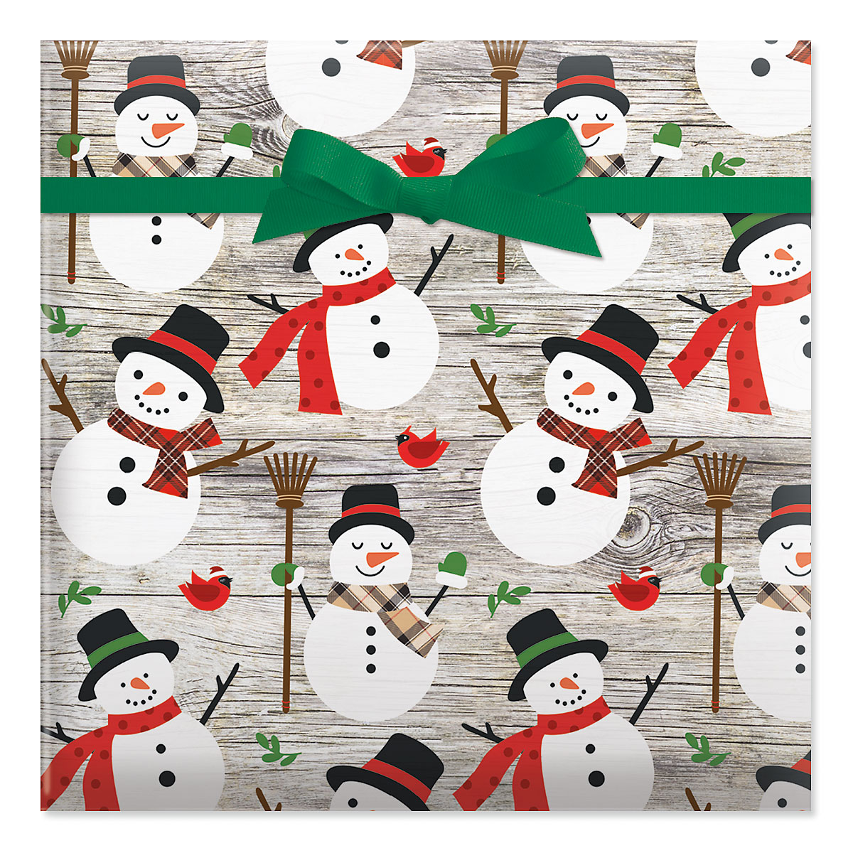 Snowman with Scarf Jumbo Rolled Gift Wrap | Lillian Vernon
