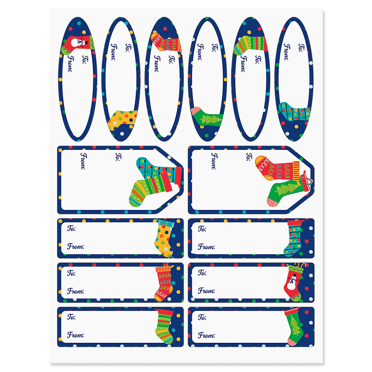 Christmas Stockings Gift Wrap To/From Labels | Lillian Vernon