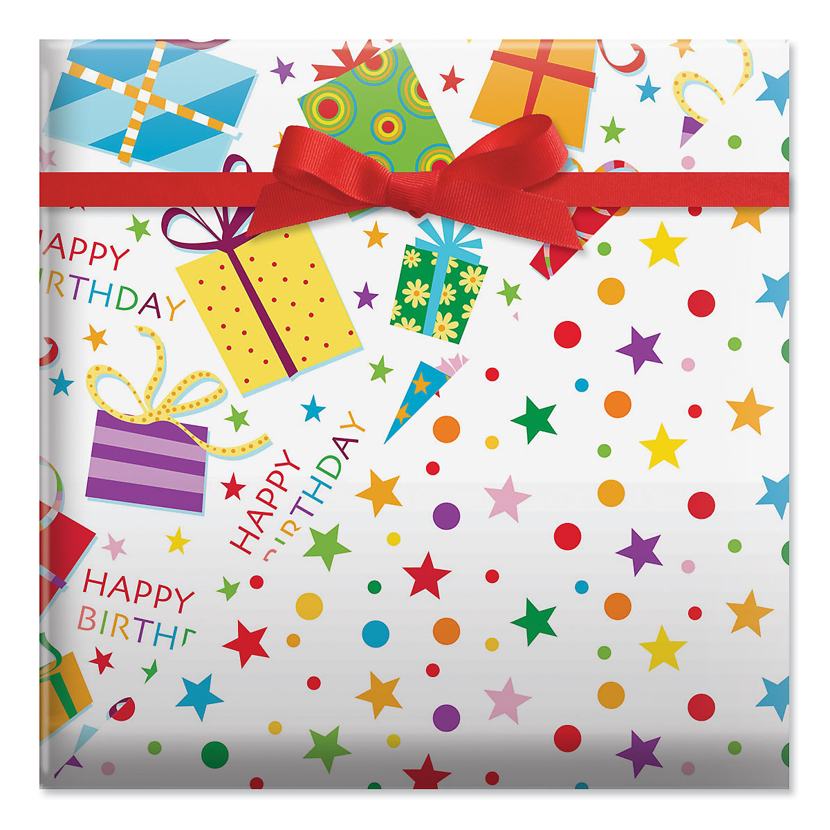 Happy Birthday Packages with Stars Double-Sided Jumbo Rolled Gift Wrap ...