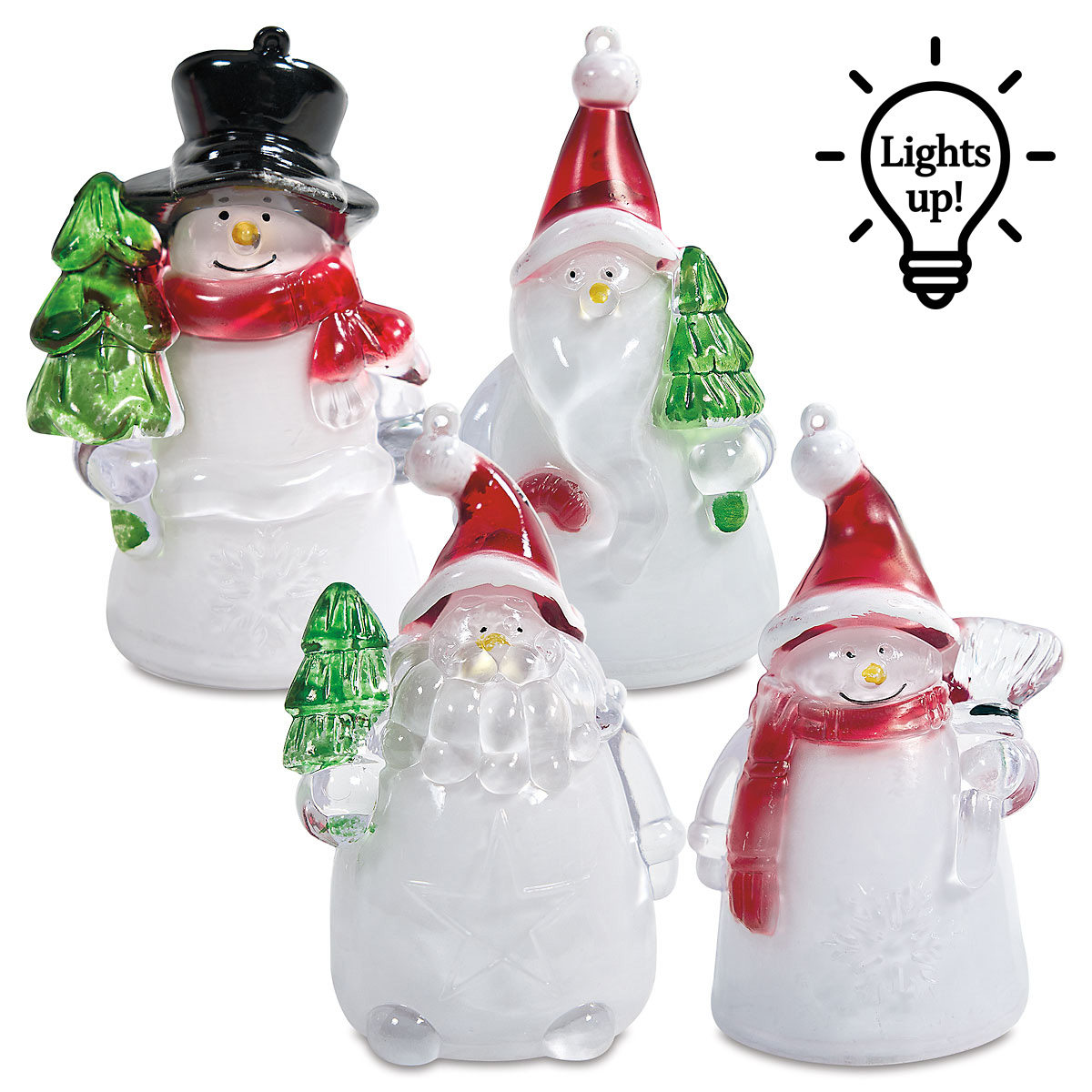 LED Santa & Snowmen Ornaments | Lillian Vernon