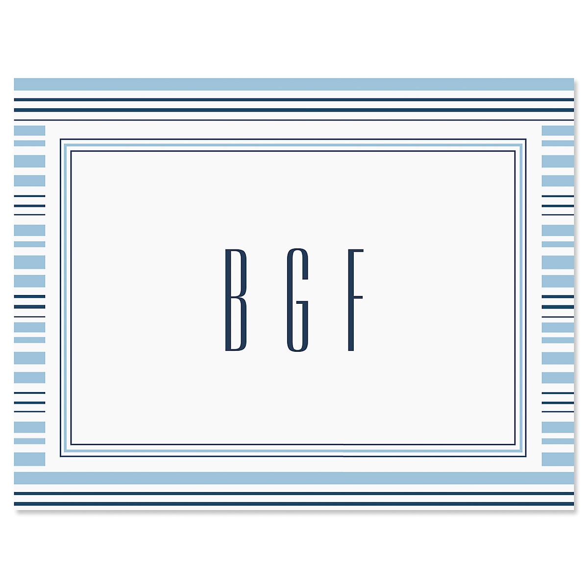 Stripes Personalized Note Cards - Monogram Blue | Lillian Vernon