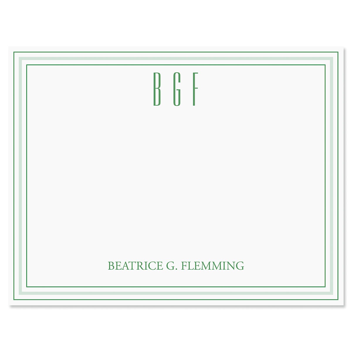 Stripes Personalized Correspondence Cards - Green | Lillian Vernon