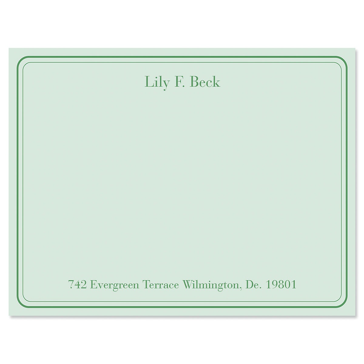 Solid Personalized Correspondence Cards - Green | Lillian Vernon