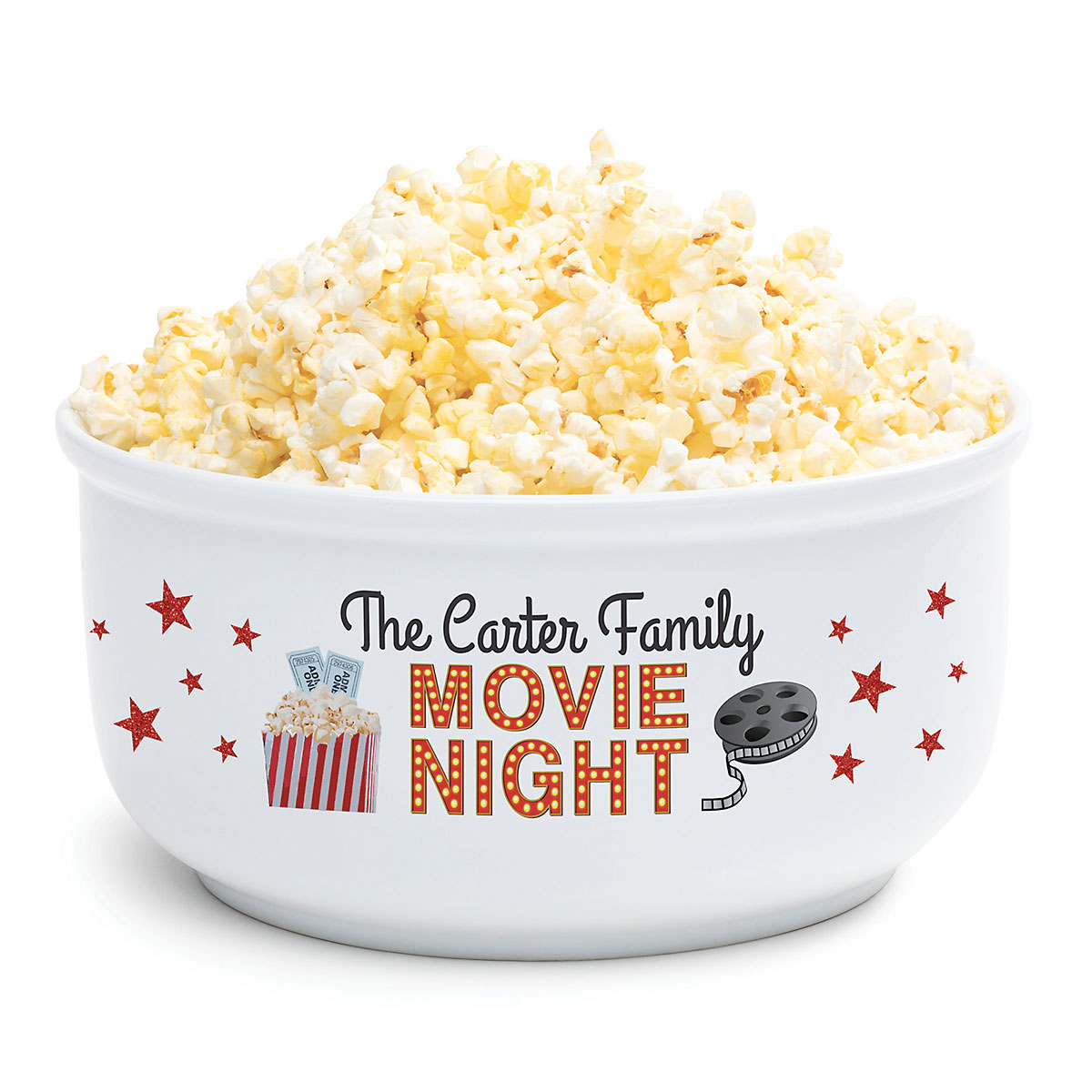 Family Movie Night Personalized Popcorn Bowl | Lillian Vernon