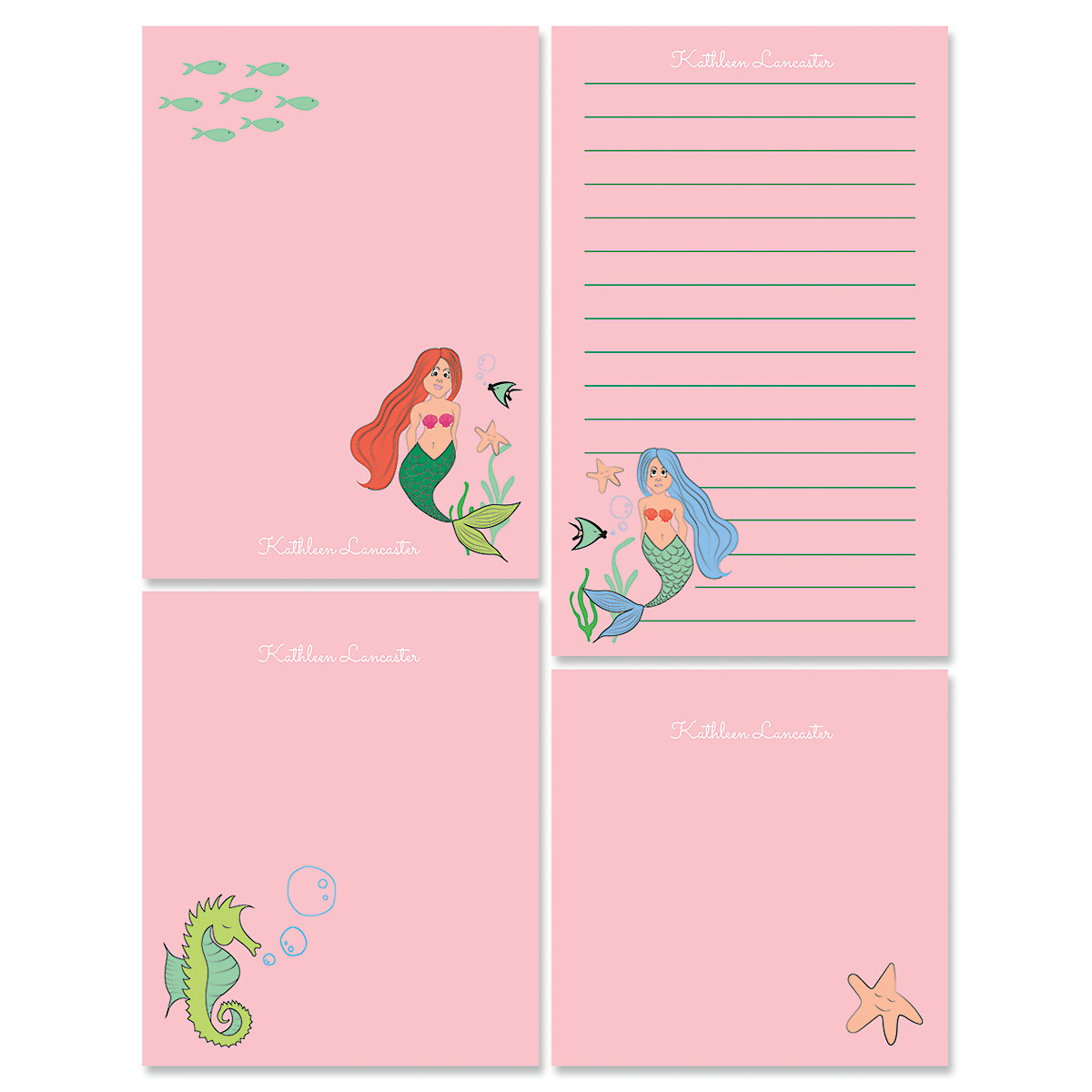 Pink Mermaid Personalized Notepads | Lillian Vernon