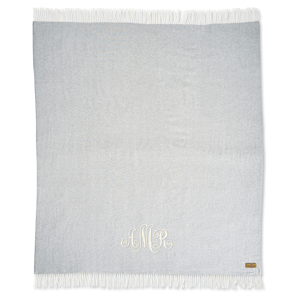 Monogrammed Lands Down Under Herringbone Throw - Script Monogram ...
