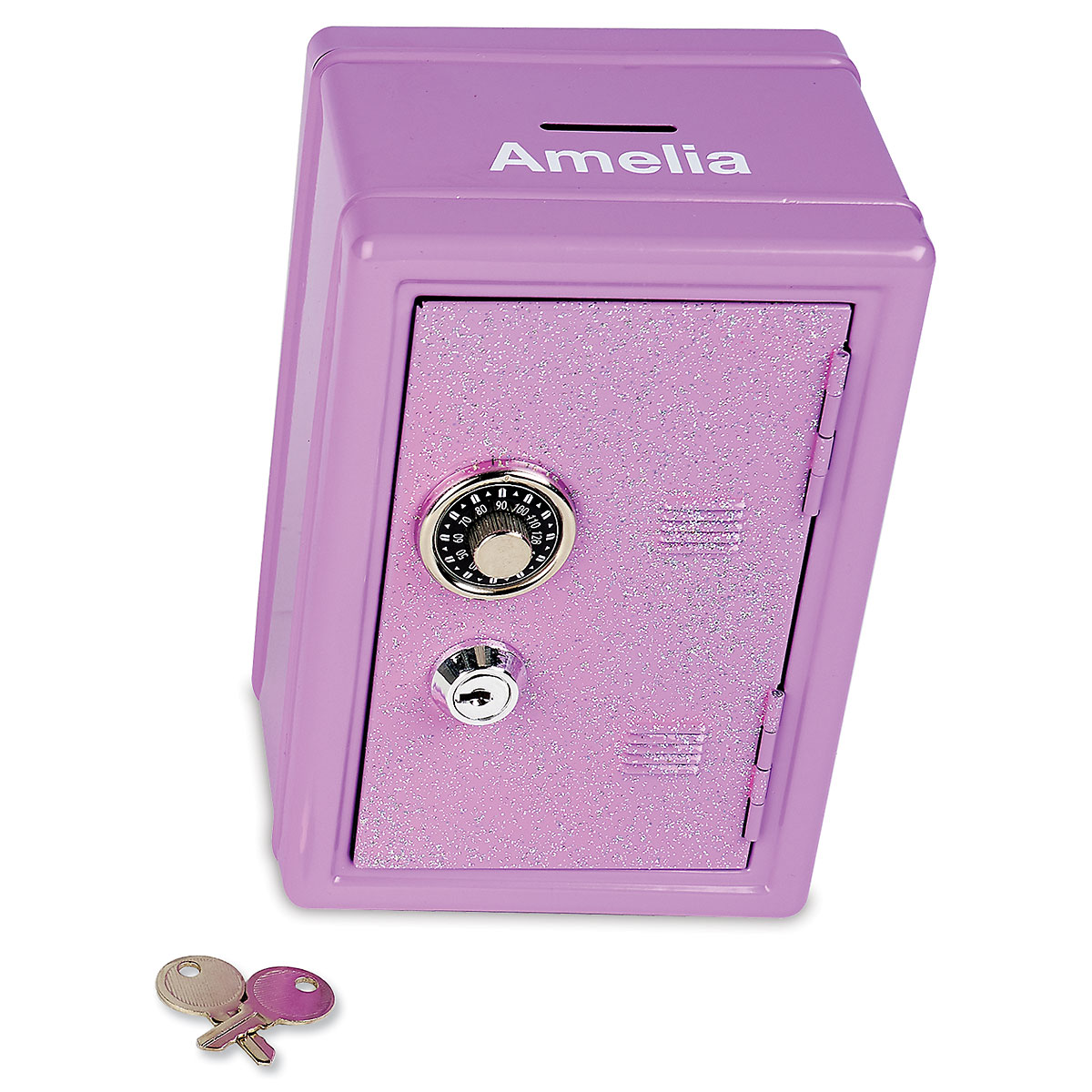 Personalized Purple Glitter Locker Safe Bank | Lillian Vernon
