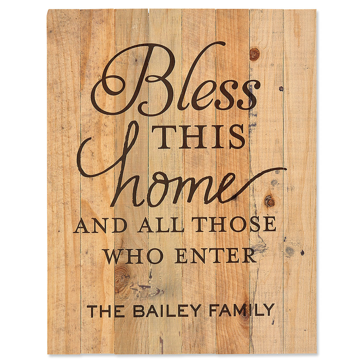 Bless This Home Personalized Pallet Plaque | Lillian Vernon