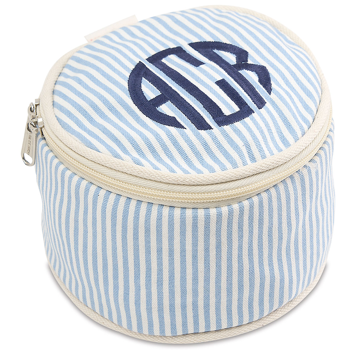Sky Blue Personalized Stripes Circle Case | Lillian Vernon