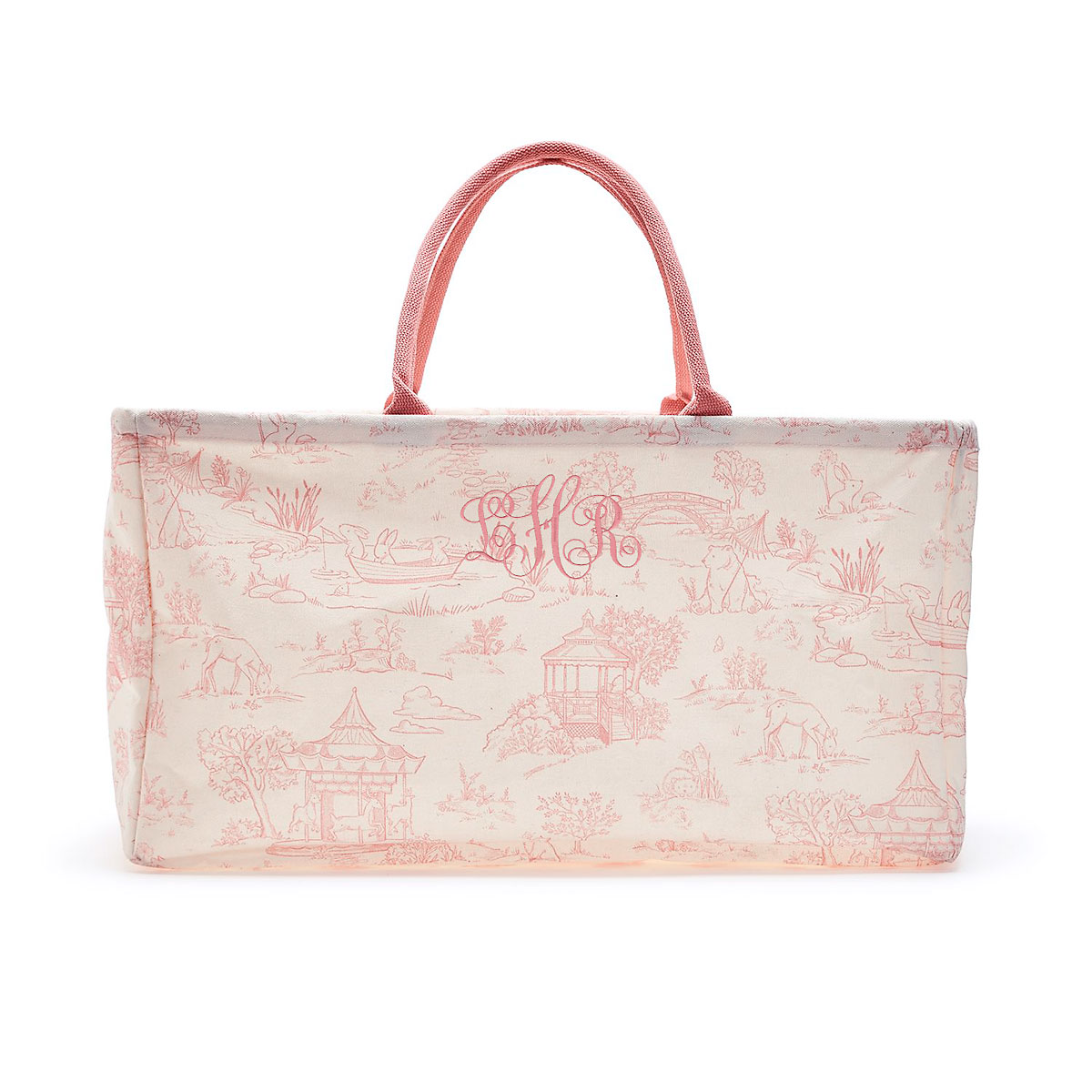 Pink Toile Personalized Baby Hamper/Storage Tote | Lillian Vernon