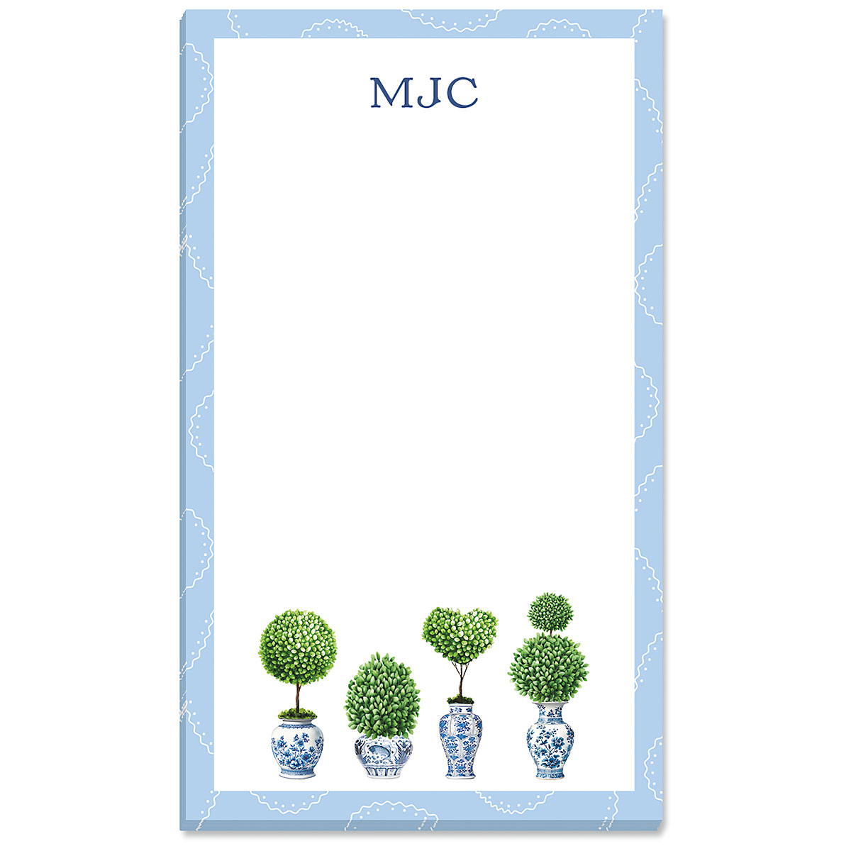Blue & White Topiary Personalized Notepad | Lillian Vernon
