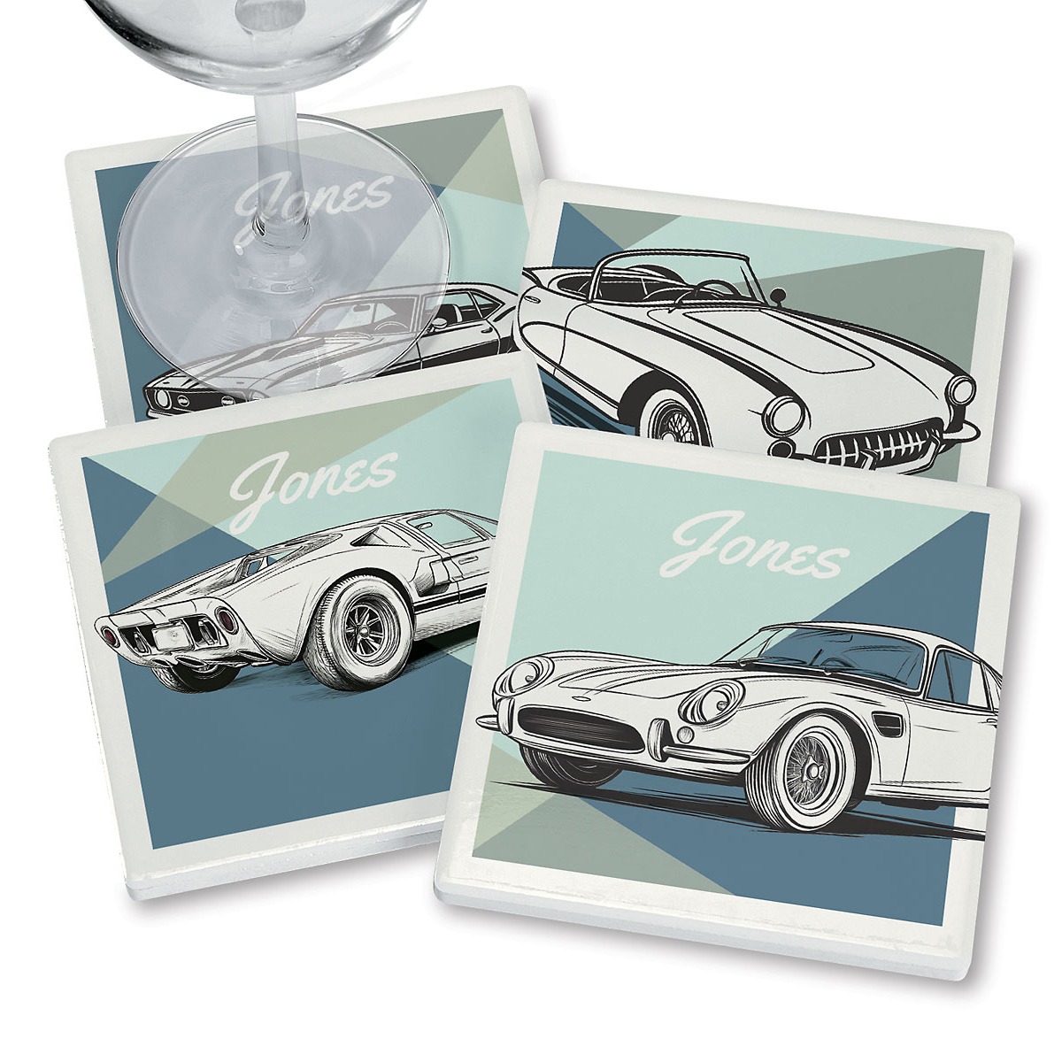 Vintage Cars Personalized Ceramic Coasters | Lillian Vernon