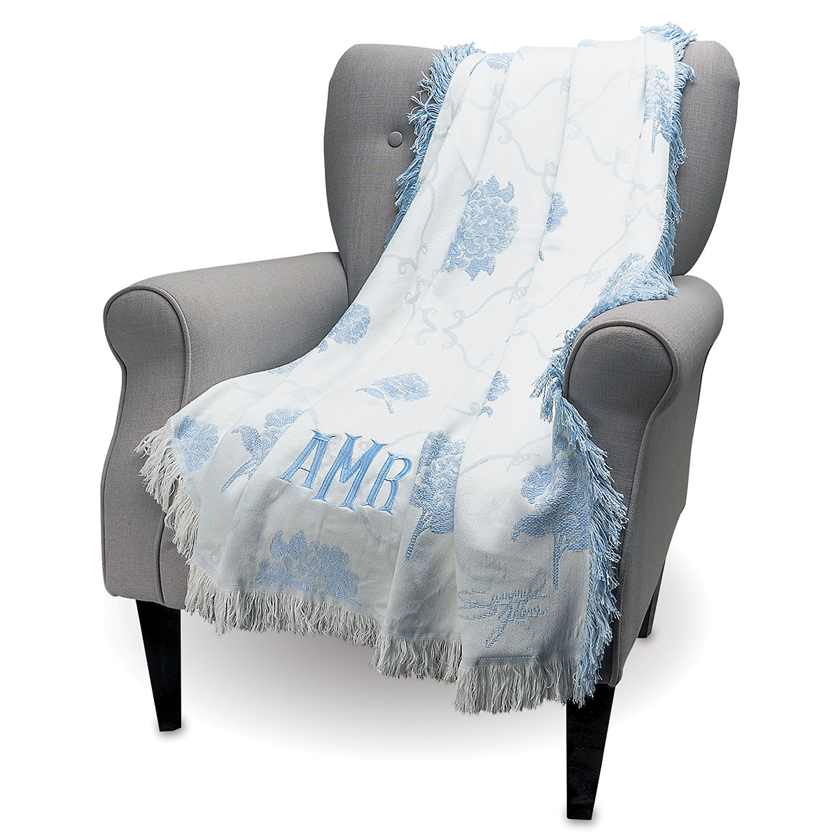 Blue Etre Fleur Personalized Throw | Lillian Vernon