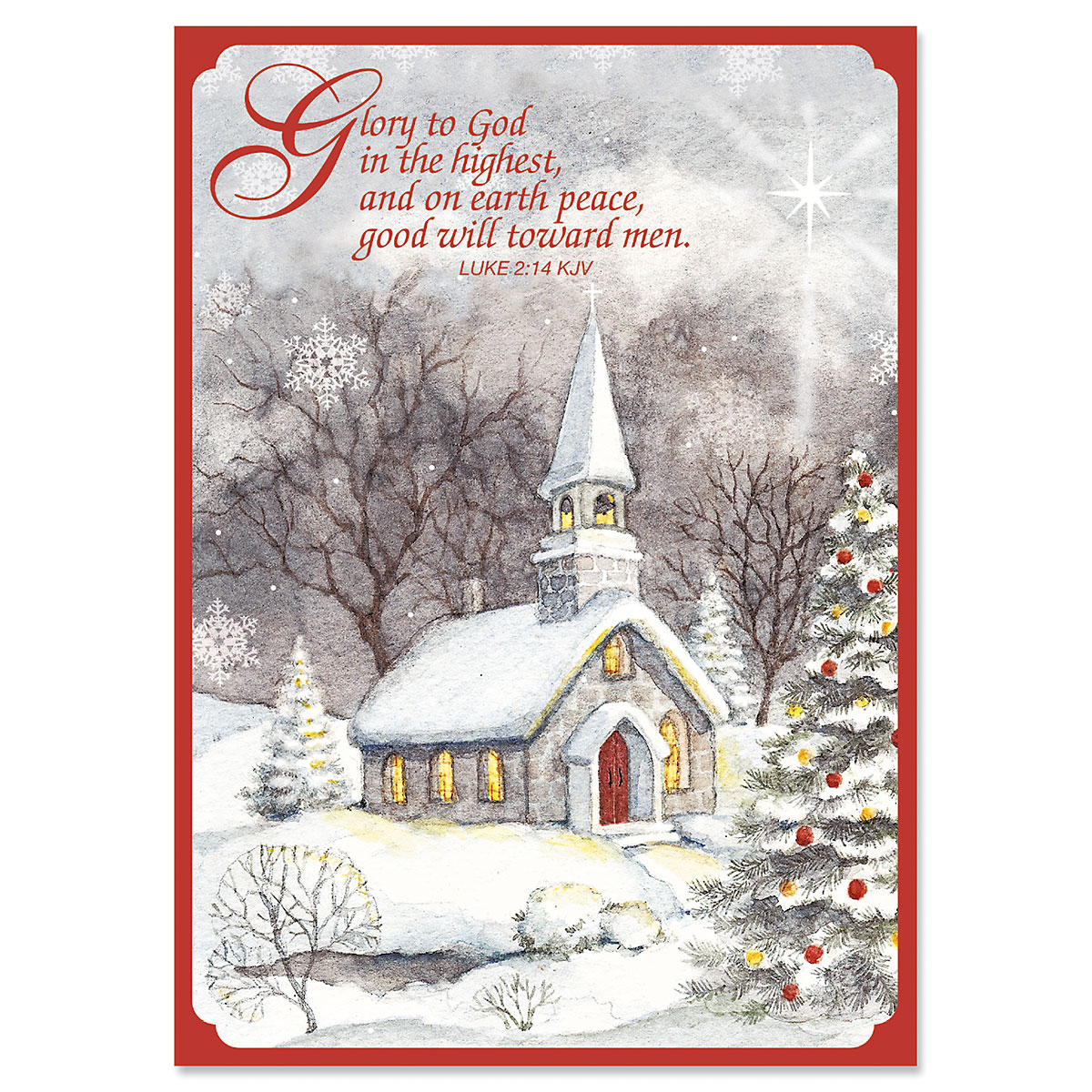 Snowy Church Religious Christmas Cards | Lillian Vernon