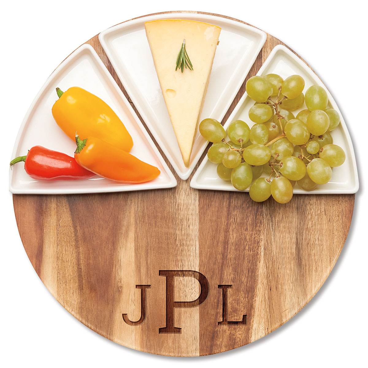 Charcuterie Féte Round Board - 3 Initials | Lillian Vernon
