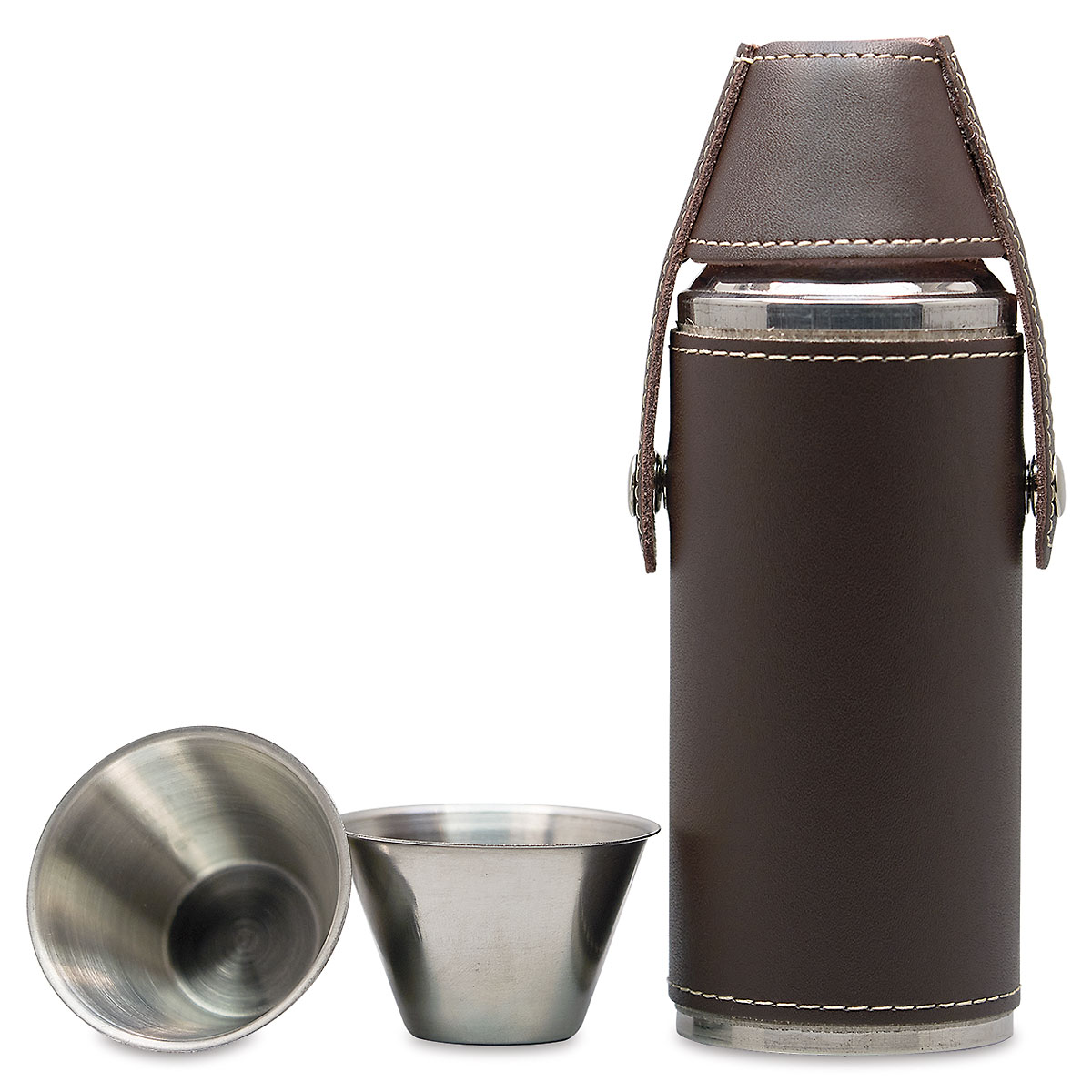 Leather Camping Flask Set | Lillian Vernon