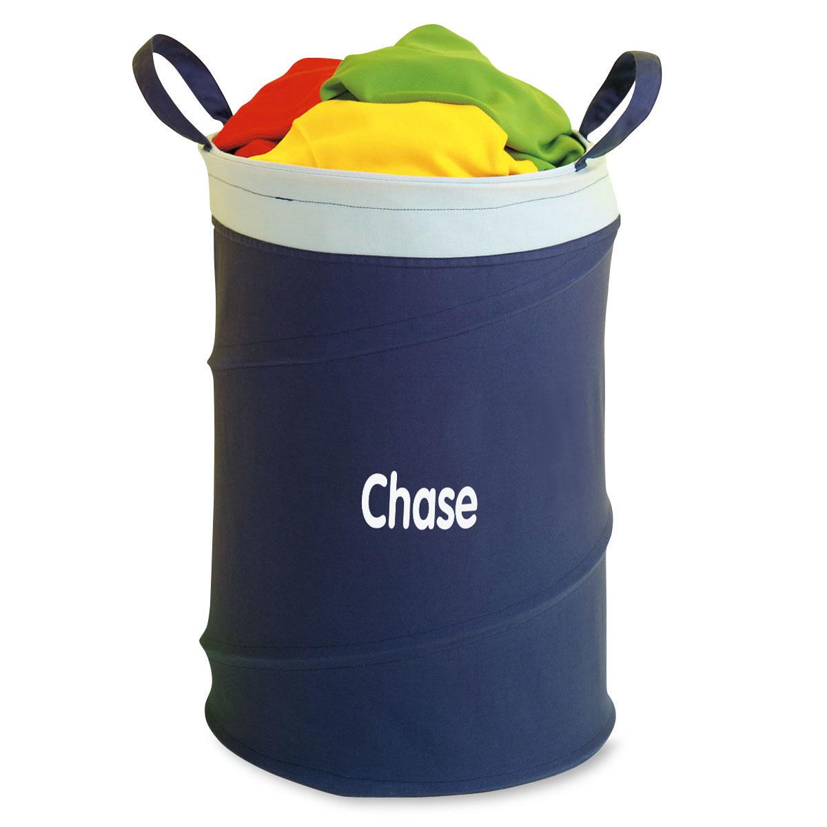 Blue Collapsible Personalized Laundry Tote | Lillian Vernon