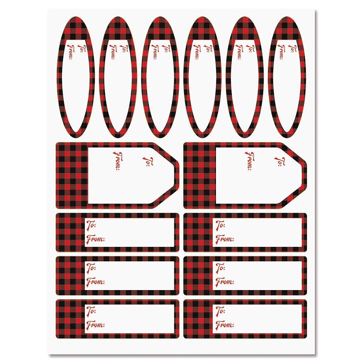 Buffalo Plaid Gift Wrap To/From Labels | Lillian Vernon