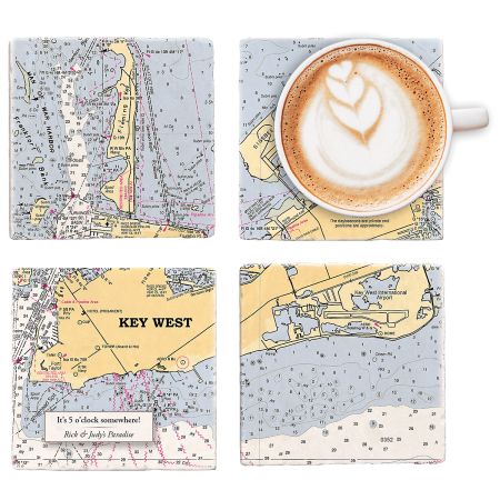 Nautical Chart Marble Coasters Old World Map Nautical Anchor Monogram
