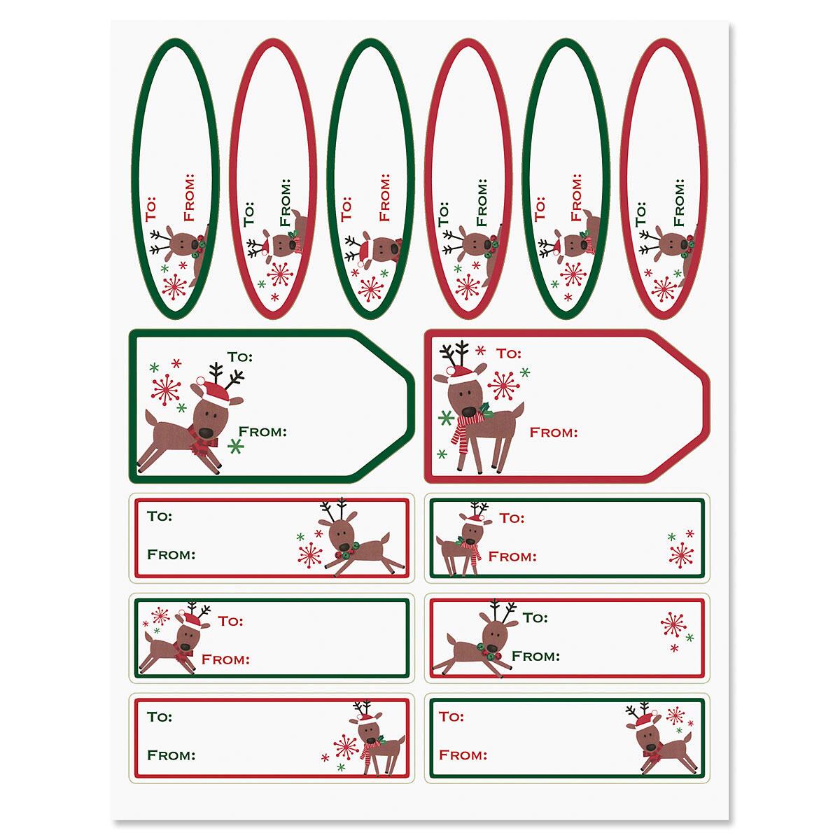 Merry Reindeer Gift Wrap To/From Labels | Lillian Vernon