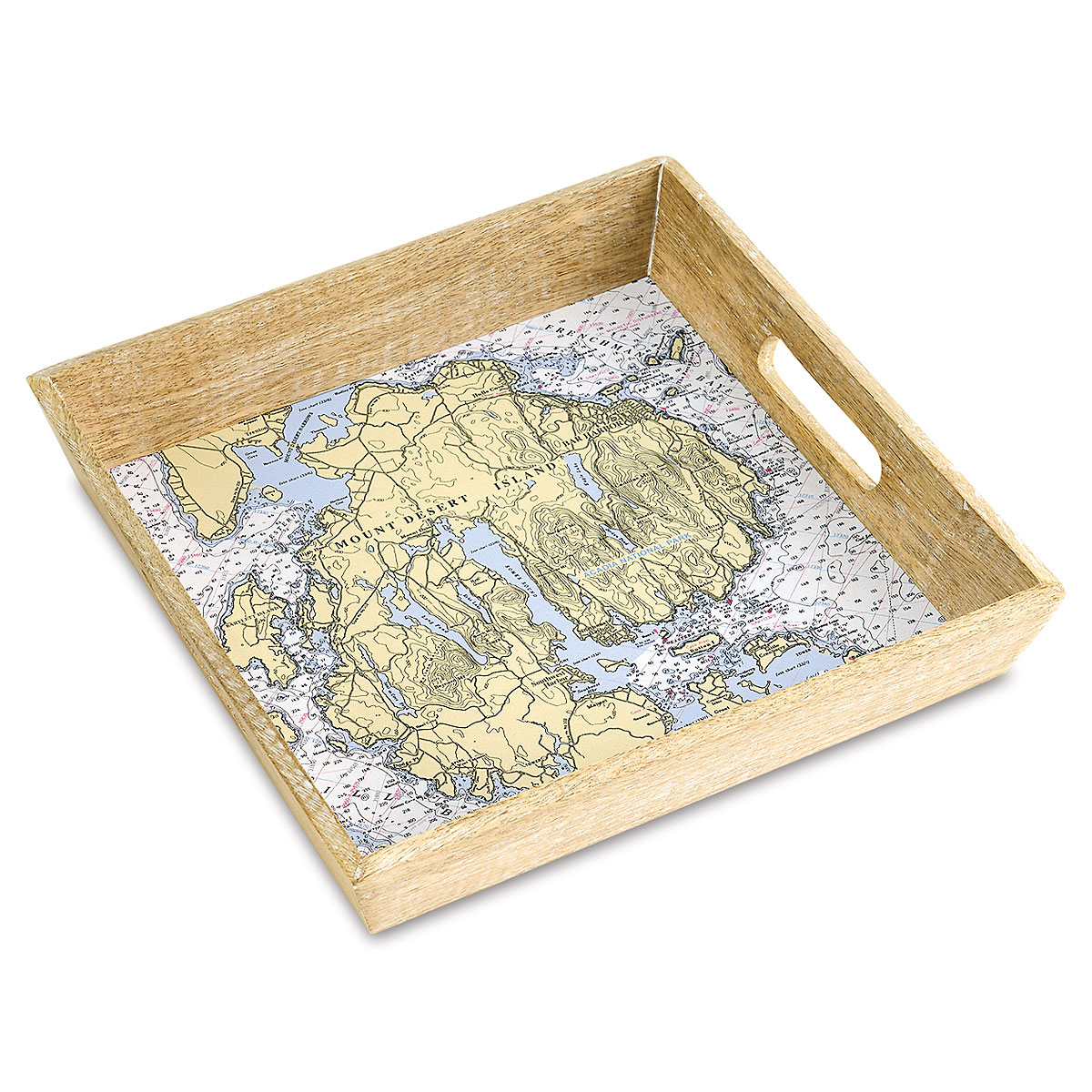 Nautical Chart Personalized Serving Tray in Natural Wood NA107 ...