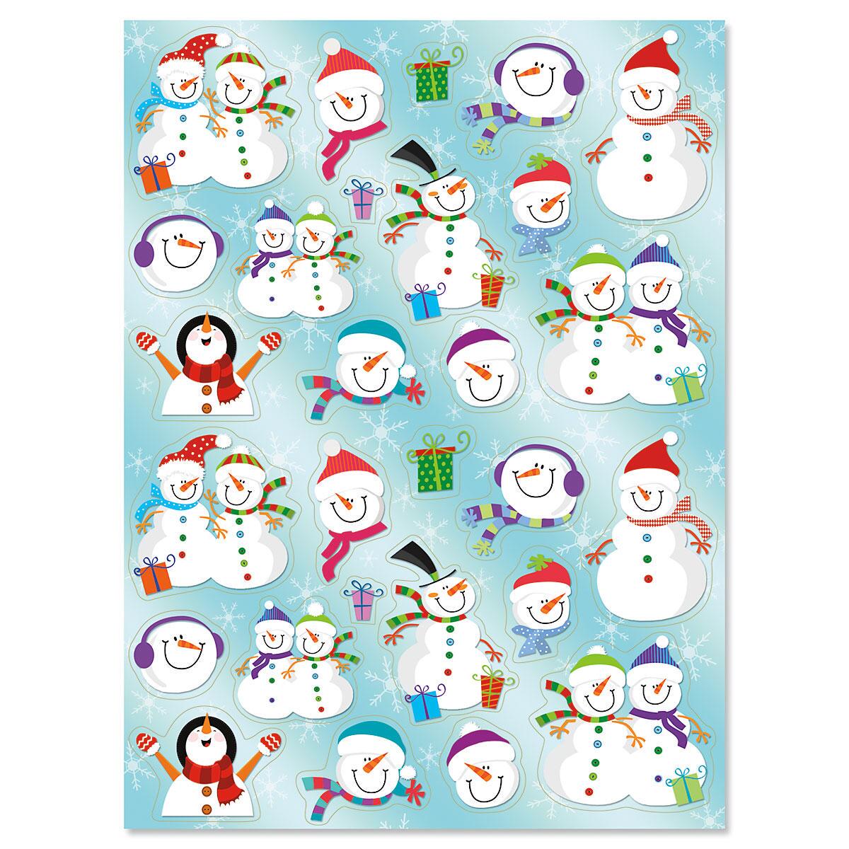 Snowmen in Hats Stickers | Lillian Vernon