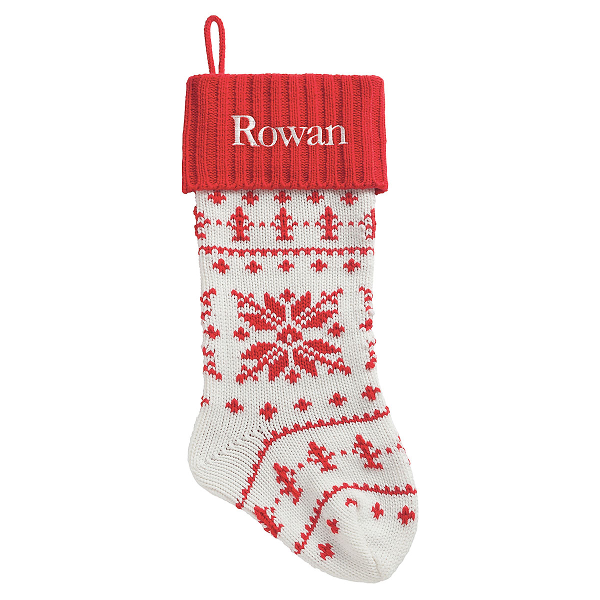 Red Cuff Snowflake Personalized Christmas Stocking | Lillian Vernon