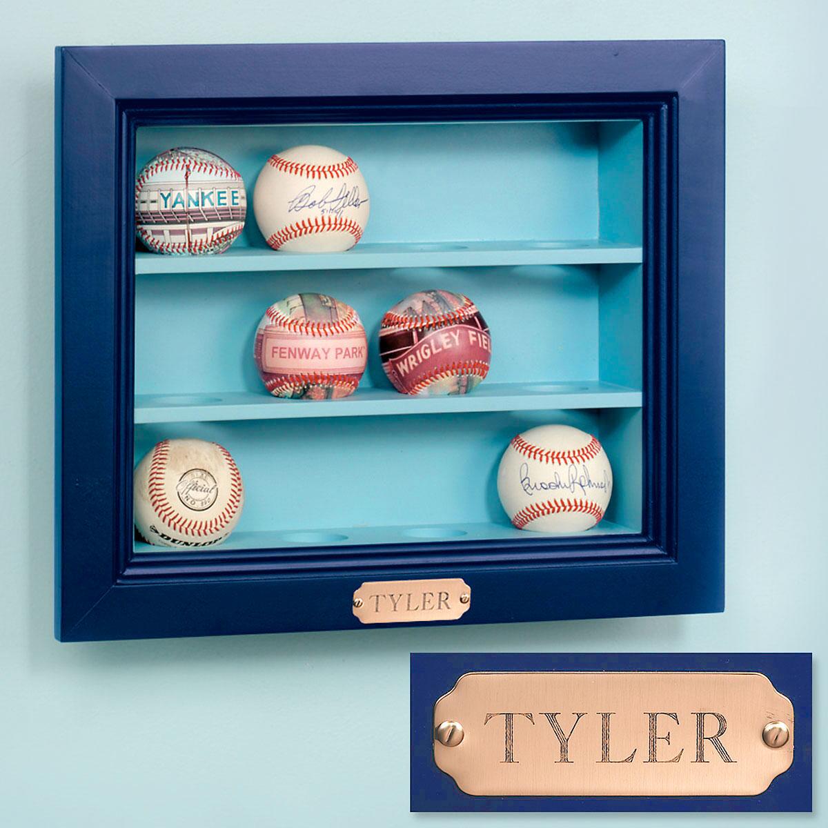 Personalized Wooden Baseball Display Case | Lillian Vernon